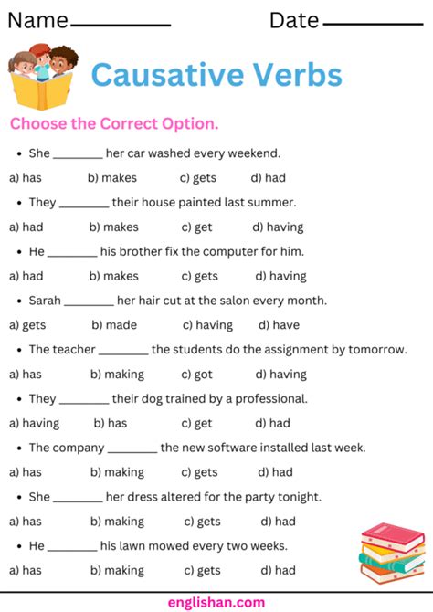 Causative Verbs Worksheets And Exercises With Answers