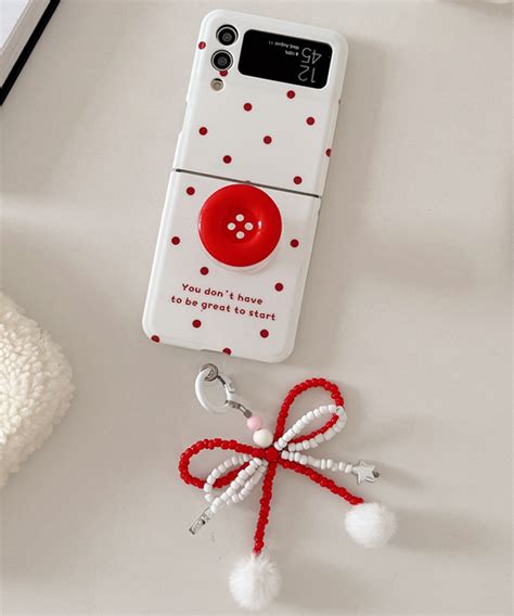 갤럭시 Z플립5 Z플립4 Z플립3 귀여운 단추 그립톡 행온택 비즈 스트랩 예쁜 도트 패턴 실리콘 제트플립5 제트플립4 제트플립3 지플립5 지플립4 지플립3 삼성 폴더블폰