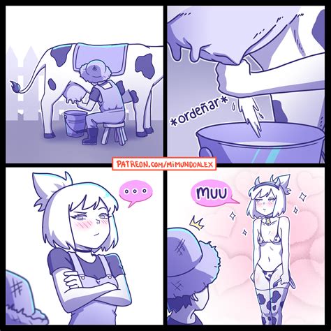 Rule 34 Blonde Hair Bovine Comic Cow Bikini Cow Ears Cow Horns Cowgirl Outfit Cowkini Grabbing