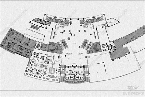 酒店大堂设计平面布置图大厅宾馆旅馆布局案例方案施工图下载【id1157282409】知末案例馆