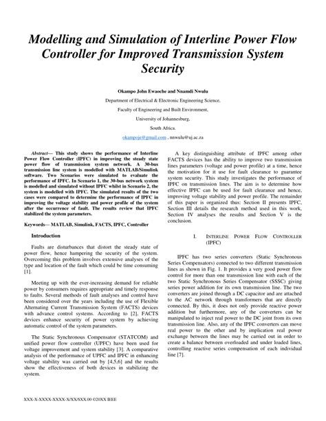 Pdf Modelling And Simulation Of Interline Power Flow Controller For Improved Transmission