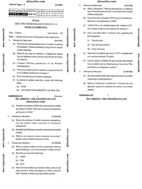 2013 14 Mobile Computing Pyq Pdf