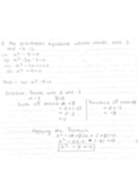 Solution Cbse Class 10 1 Marks Important Questions With Solutions Of Chapter 4 Quadratic