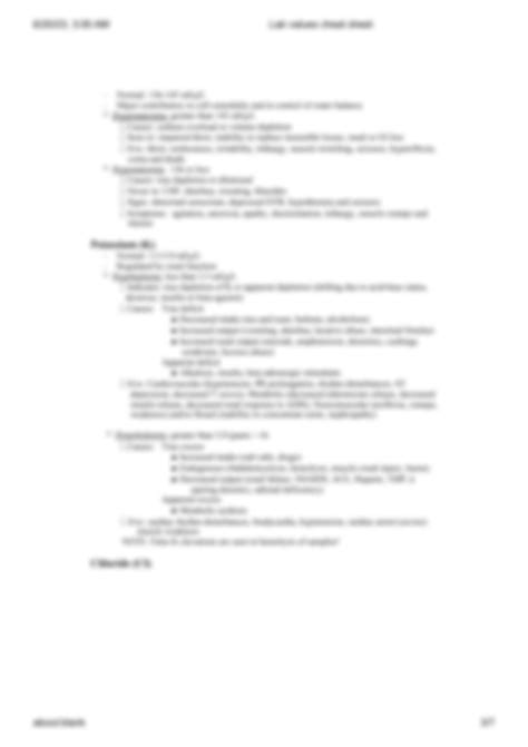 SOLUTION Lab Values Cheat Sheet Studypool