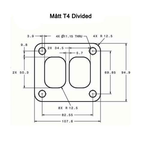 T4 Twin Entry Fläns I Svartstål 12mm
