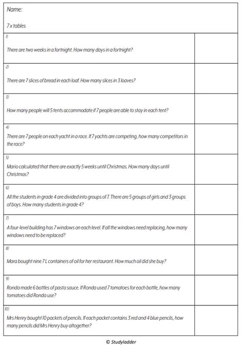 7x Tables Problem Solving Studyladder Interactive Learning Games