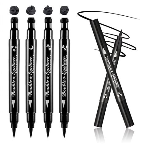 Pinkiou Waterproof Double Sided Eyeliner Pen With Cat Eye Winged Stamp And Liquid Ink Pencil