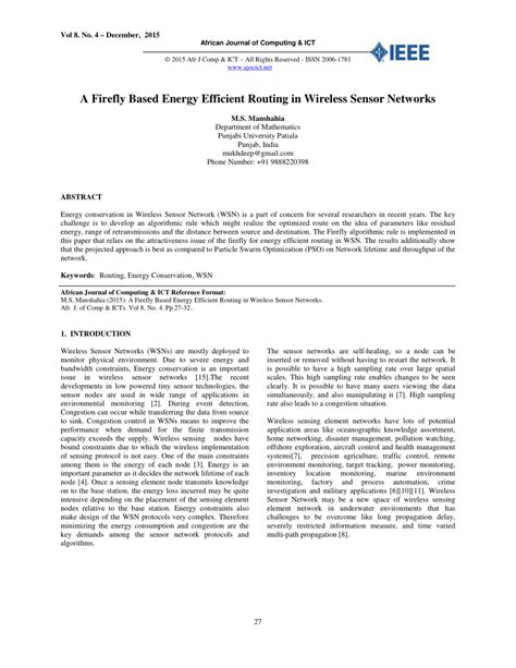 pdf a firefly based energy efficient routing in wireless sensor networks