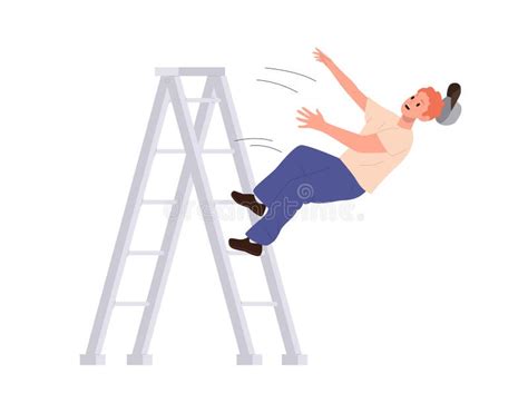 Isolated Repairman Electrician Or Technician Worker Cartoon Character Falling Down From Ladder
