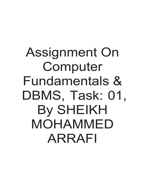Computer Fundamentals And Dbms Assignment