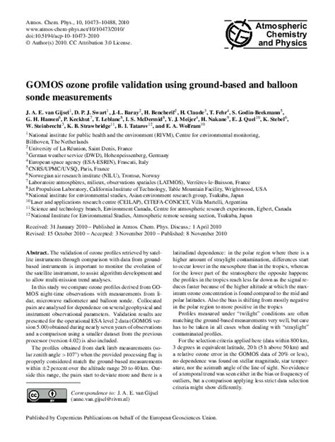 pdf gomos ozone profile validation using ground based and balloon