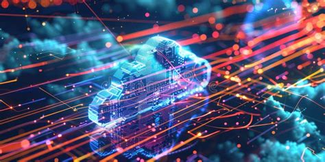 Digital Representation Of A Glowing Cloud With Interconnected Nodes