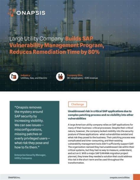 Large Utility Company Builds Sap Vulnerability Management Program Reduces… Onapsis