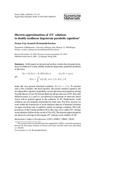 Pdf Discrete Approximations Of Bv Solutions To Doubly Nonlinear