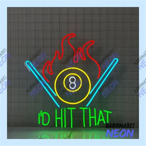 Handmadetneonsign Id Hit That Neon Sign 8 Ball Billiard Neon Light Pool Hall Wall Art Wall