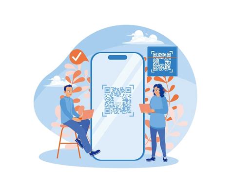 Premium Vector Qr Code Scanning People Use Electronic Devices For Electronic Payments And