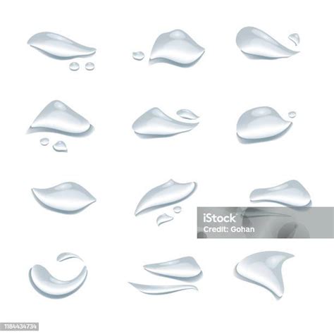 흰색 배경 유리 방울 응축 표면 및 요소 디자인에 격리 된 물 방울 벡터의 모양 3차원 형태에 대한 스톡 벡터 아트 및 기타