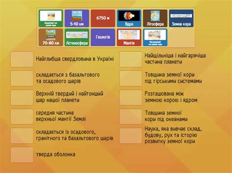 Внутрішня будова Землі Match Up