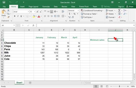 use the min function to calculate the minimum value of a cell range