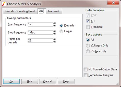 Simplis Tutorial 33 Set Up An Ac Analysis