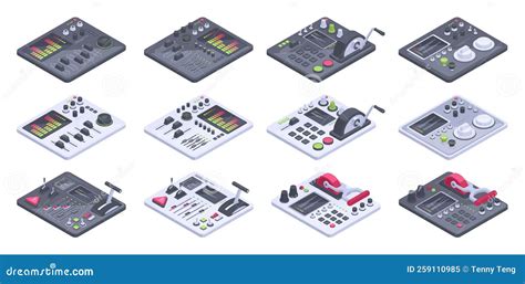 Isometric Dashboards 3d Spaceship Control Panels Aircraft Panel With