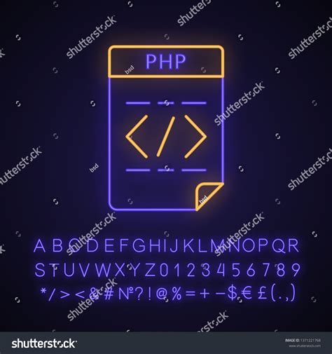 php file neon light icon source stock vector royalty free 1371221768