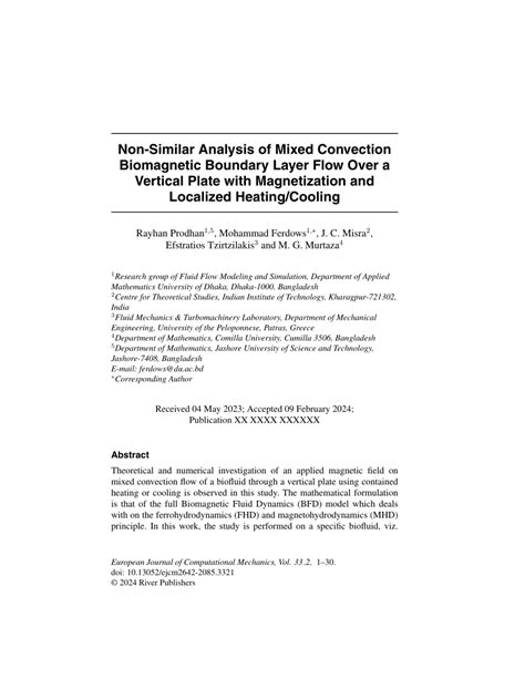 Pdf Non Similar Analysis Of Mixed Convection Biomagnetic Boundary