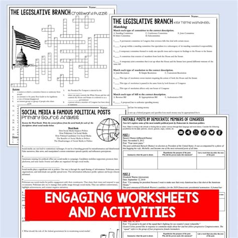 Legislative Branch Activities Powers Of Congress Worksheets Tpt