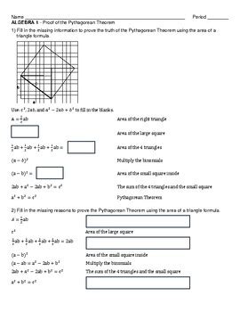 Algebra Proofs Of The Pythagorean Theorem By Alex Benn Tenacious Teaching