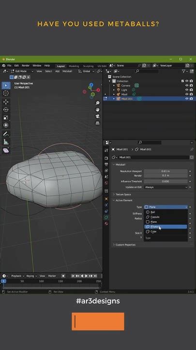 Blender Tip Metaball Objects Ar3designs Daily Blender 3d Tips Youtube