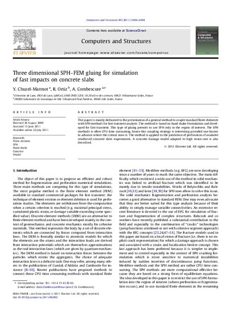 Pdf Three Dimensional Sphfem Gluing For Simulation Of Fast Impacts On Concrete Slabs