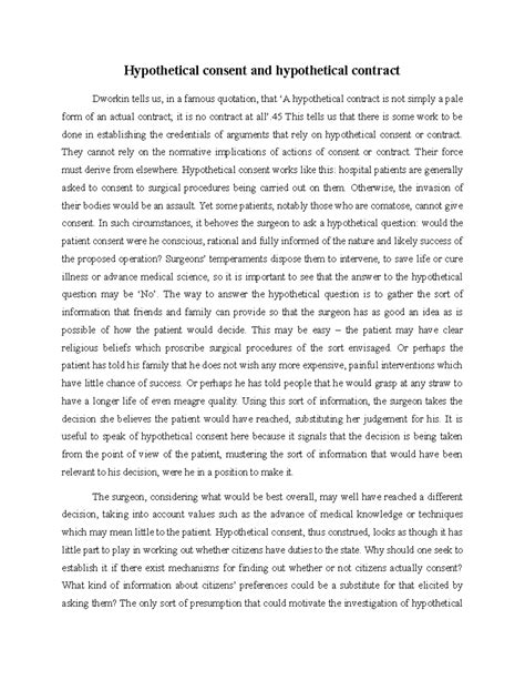 Hypothetical Consent And Hypothetical Contract 45 This Tells Us That