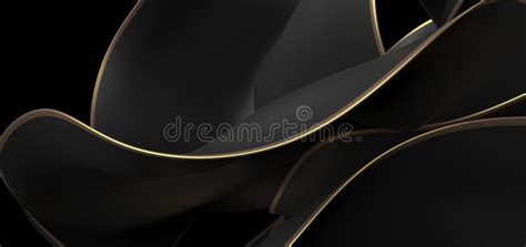 Abstract 3d Background Wavy Shape Premium Black Gold Layered Shape 3d