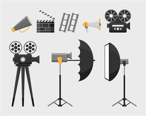 Cinematography Movie Tools Equipment Set Retro Film Equipment Art