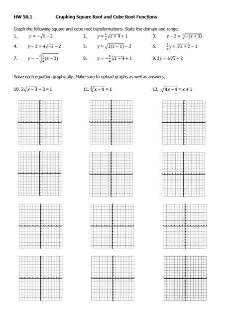 5b 1 Hw Graphing Radical Functions 1 Pdf Equations Applied Mathematics