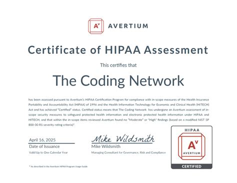 Hipaa Attestation Certificate The Coding Network