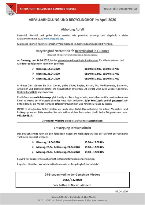 Gemeinde Mieders 🚨 Recyclinghof Und Strauchschnitt 🗑 Recyclinghof