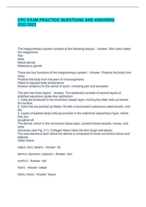 CPC EXAM PRACTICE QUESTIONS AND ANSWERS CPC Stuvia US