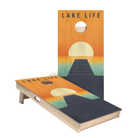 Skips Garage Lake Life Sunset Cornhole Boards Includes 2 Boards