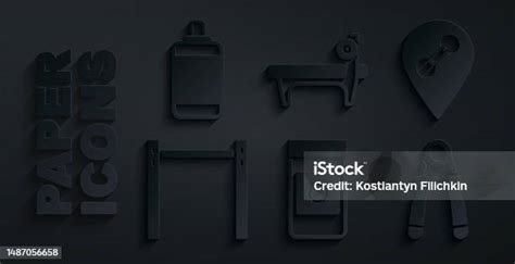 단백 동화 약물 위치 체육관 수평 막대기 스포츠 확장기 바벨이 있는 벤치 및 펀칭 백 아이콘을 설정합니다 벡터 3차원 형태에 대한 스톡 벡터 아트 및 기타 이미지 Istock