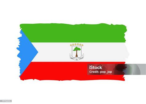 적도 기니 국기 그런 지 스타일 벡터 일러스트 레이 션 적도 기니의 국기와 흰색 배경에 고립된 텍스트 관목에 대한 스톡 벡터