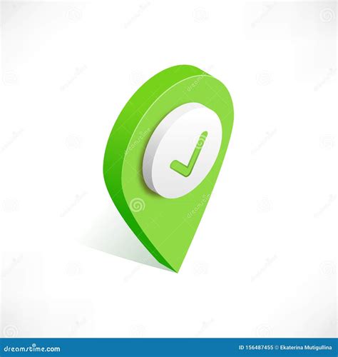 Map Pointer Pin Isometric With Check Mark Icon Stock Vector Illustration Of Confirm Select
