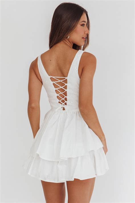 Shop The Corella Tied Bust Layered Hem Mini Dress White
