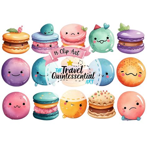 Cute Macarons Digital Art Setma001 Etsy