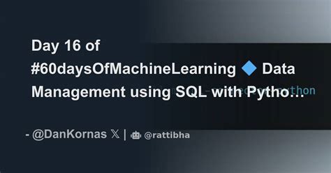 Day 16 Of 60daysofmachinelearning 🔷 Data Management Using Sql With