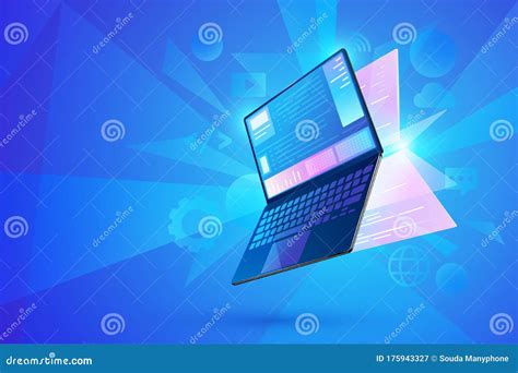 Software Development Concept User Interface Laptop With Virtual Interactive Screens Processing