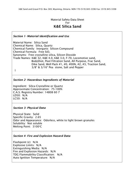 Crystalline Silica Msds Silica Xvhq