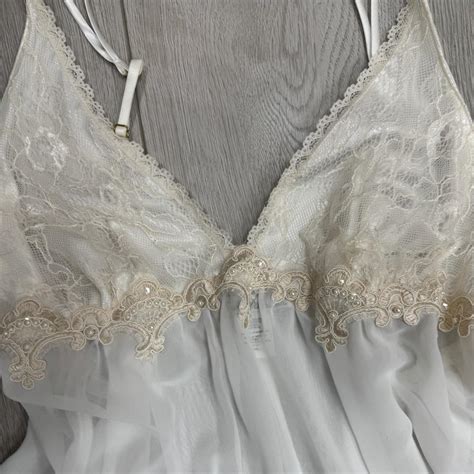 Linea Donatella White Lace Slip Dress Top Size Depop