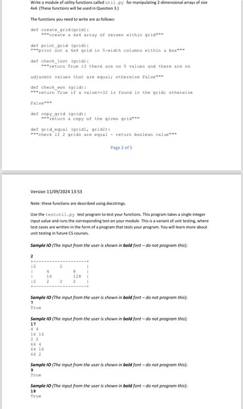 Write A Module Of Utility Functions Called Util Py Chegg
