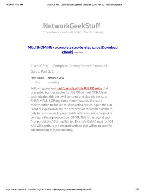 Cisco Ios Xr Complete Getting Started Examples Guide Part 2 Pdf